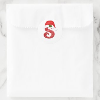 Monogram letter S, Santa hat Christmas Classic Round Sticker | Zazzle