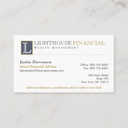 Monogram Logo Financial Advisor Professional Business Card | Zazzle