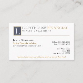 Monogram Logo Financial Advisor Professional Business Card | Zazzle