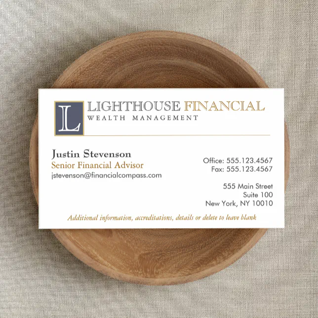 Monogram Logo Financial Advisor Professional Business Card | Zazzle