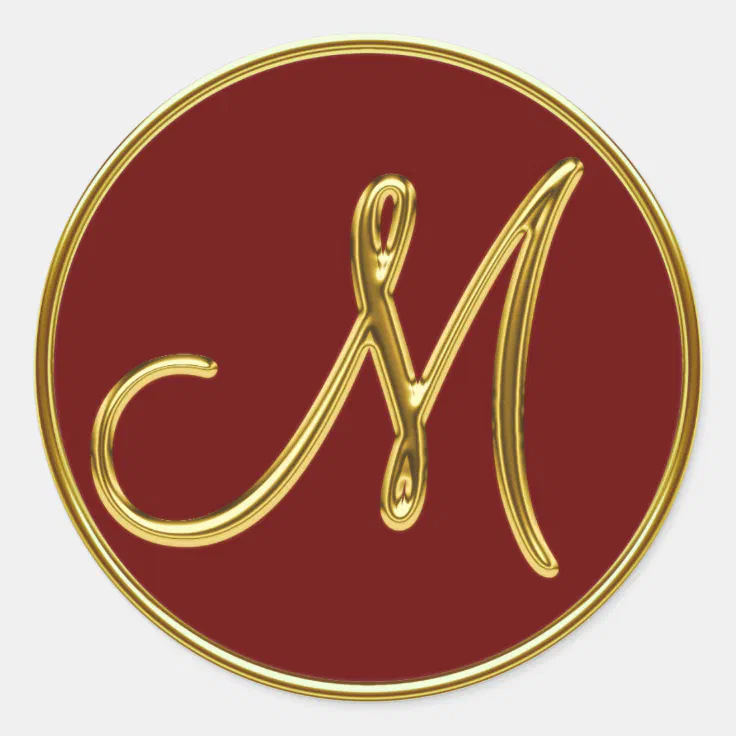Monogram M in 3D gold Classic Round Sticker | Zazzle