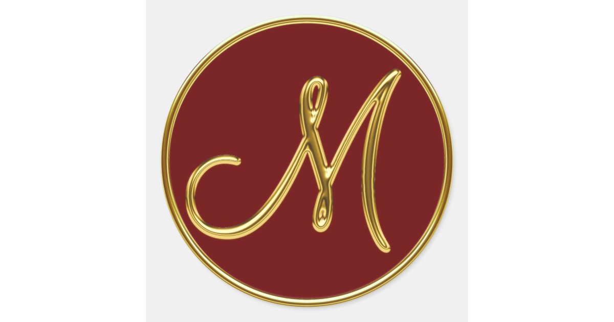 Monogram M in 3D gold Classic Round Sticker | Zazzle
