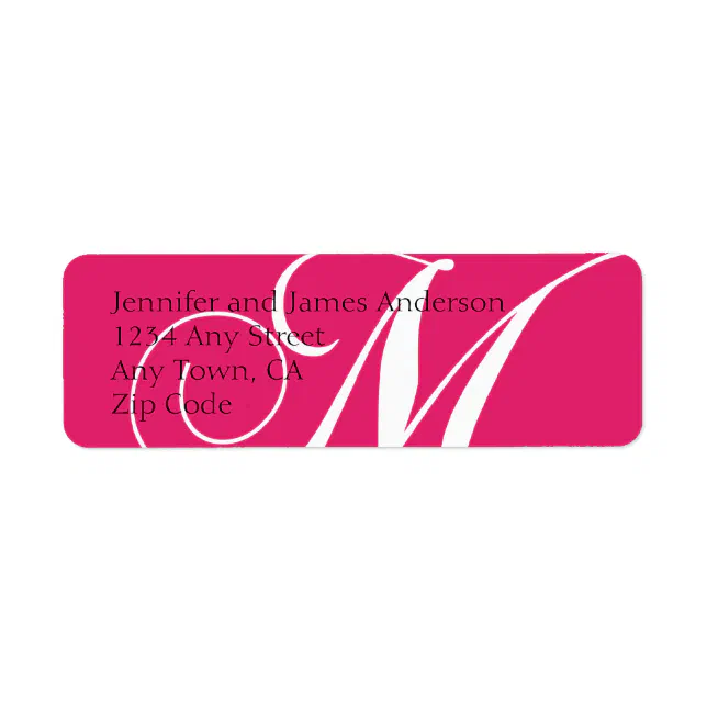 Monogram M Return Address Labels Pink | Zazzle