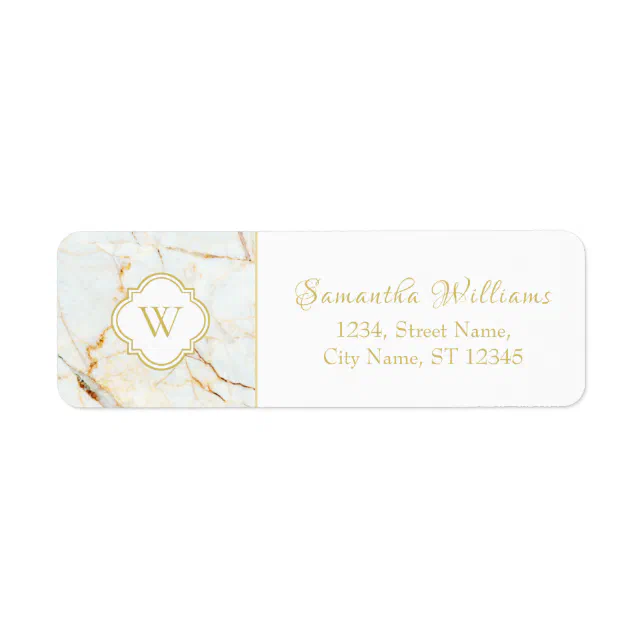 Monogram Marble Elegant Return Address Labels | Zazzle