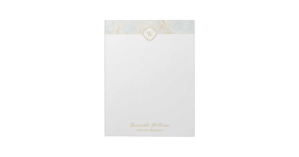 Monogram Marble Elegant White Gold Letter Notepad | Zazzle