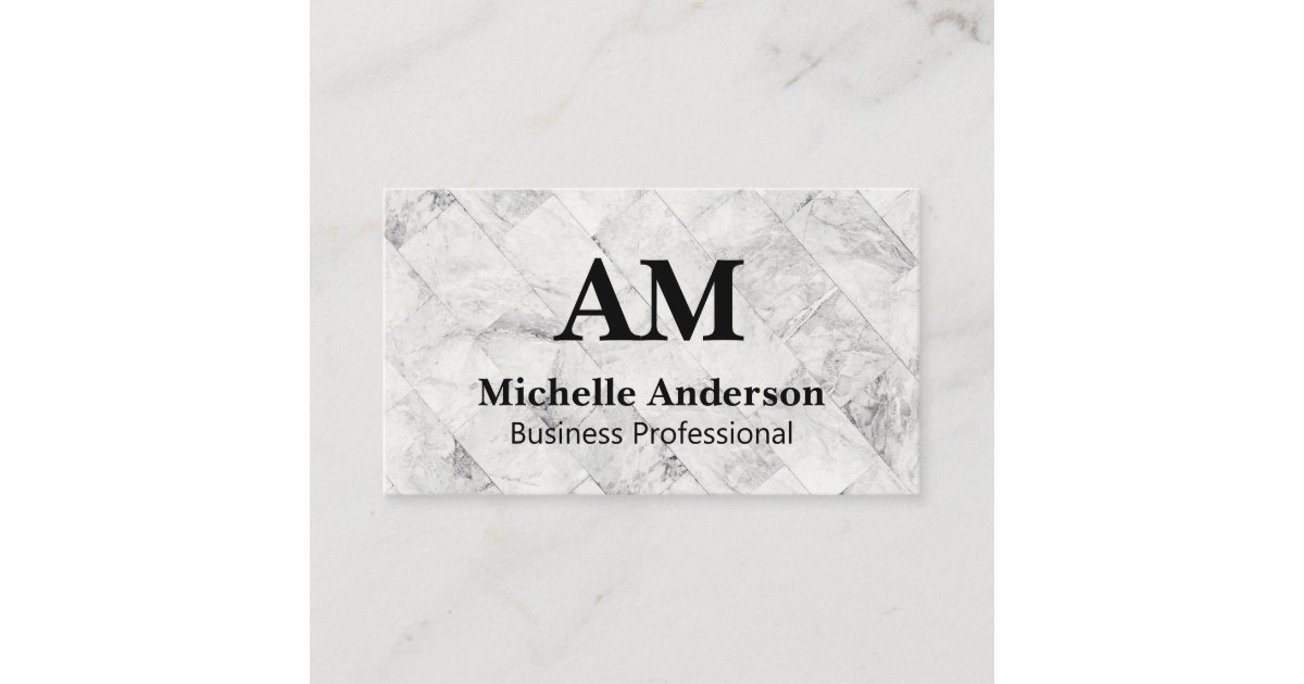 Monogram | Marble Tile Business Card | Zazzle