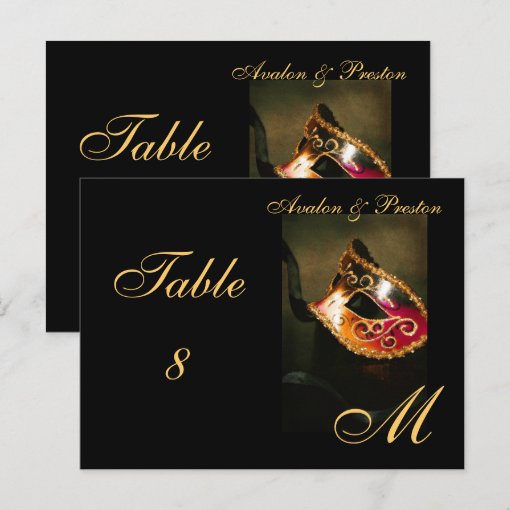 Monogram Masquerade Mask Gold Table Placecard Postcard | Zazzle