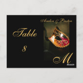 Monogram Masquerade Mask Gold Table Placecard Postcard | Zazzle