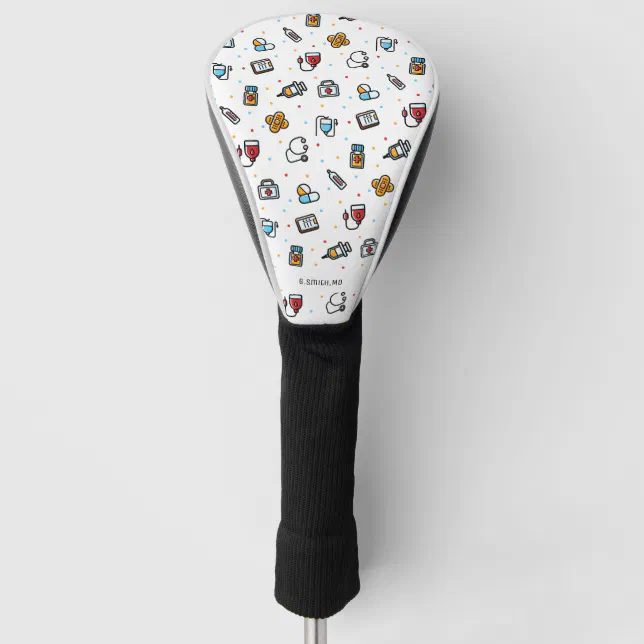 Monogram. Medical Pattern. For Doctors and Nurses Golf Head Cover | Zazzle