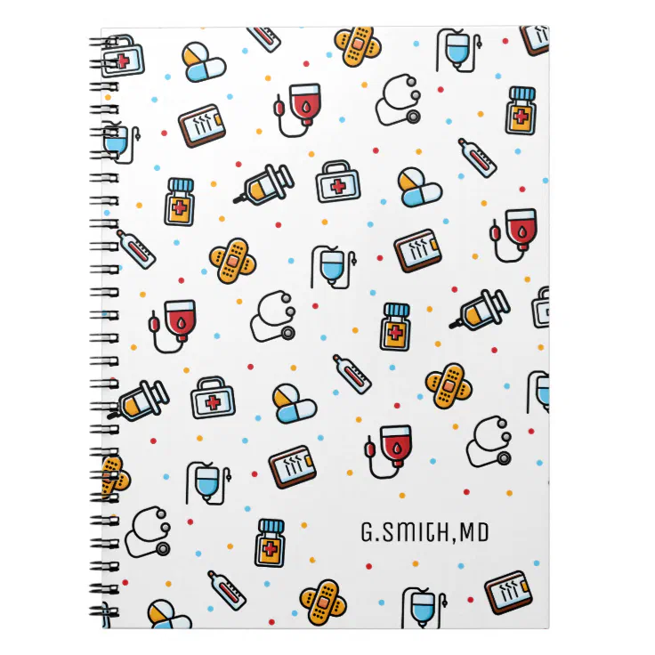Monogram. Medical Pattern. For Doctors and Nurses Notebook | Zazzle