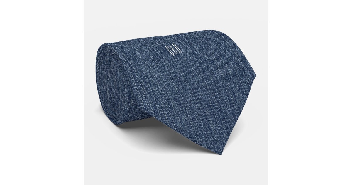 Monogram, Medium Blue Denim, One-Sided necktie | Zazzle