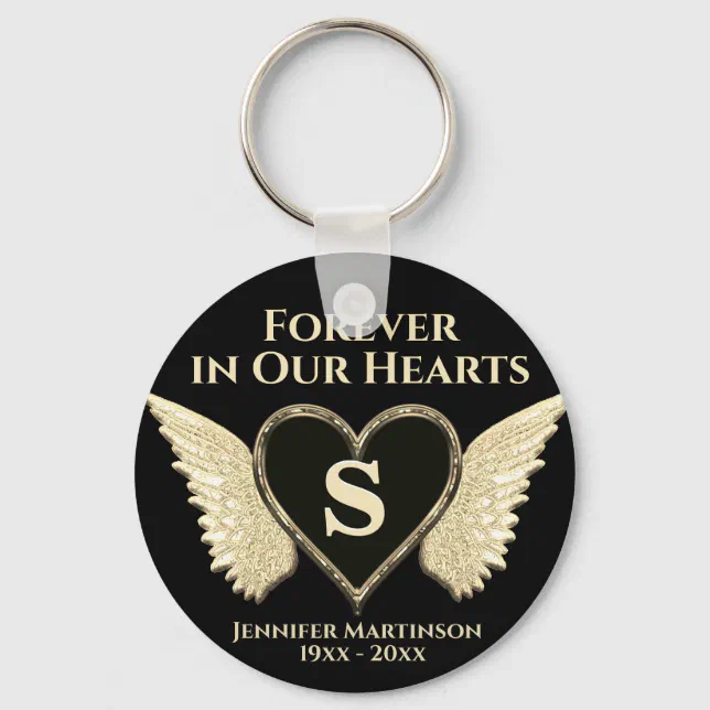 Monogram Memorial in Loving Memory Keychain | Zazzle