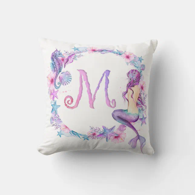 Monogram Mermaid Pillow - M | Zazzle
