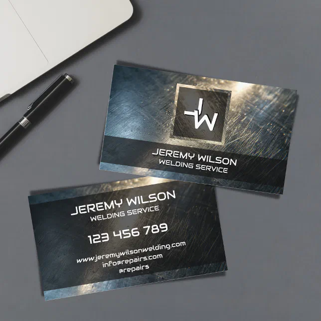 Monogram Metal Welder Construction Repair Handyman Business Card | Zazzle
