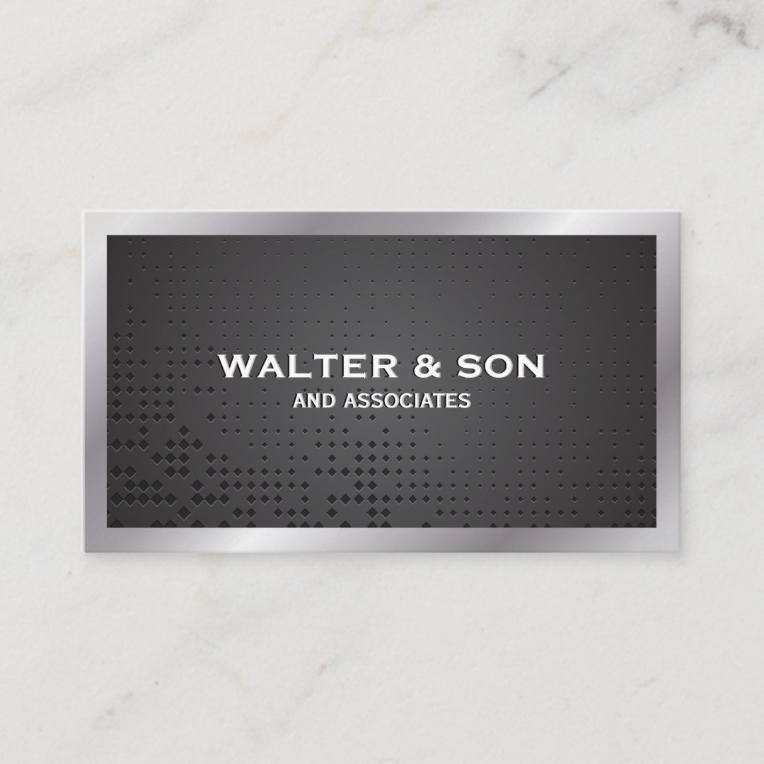 Monogram | Metallic Border | Silver Border Business Card | Zazzle