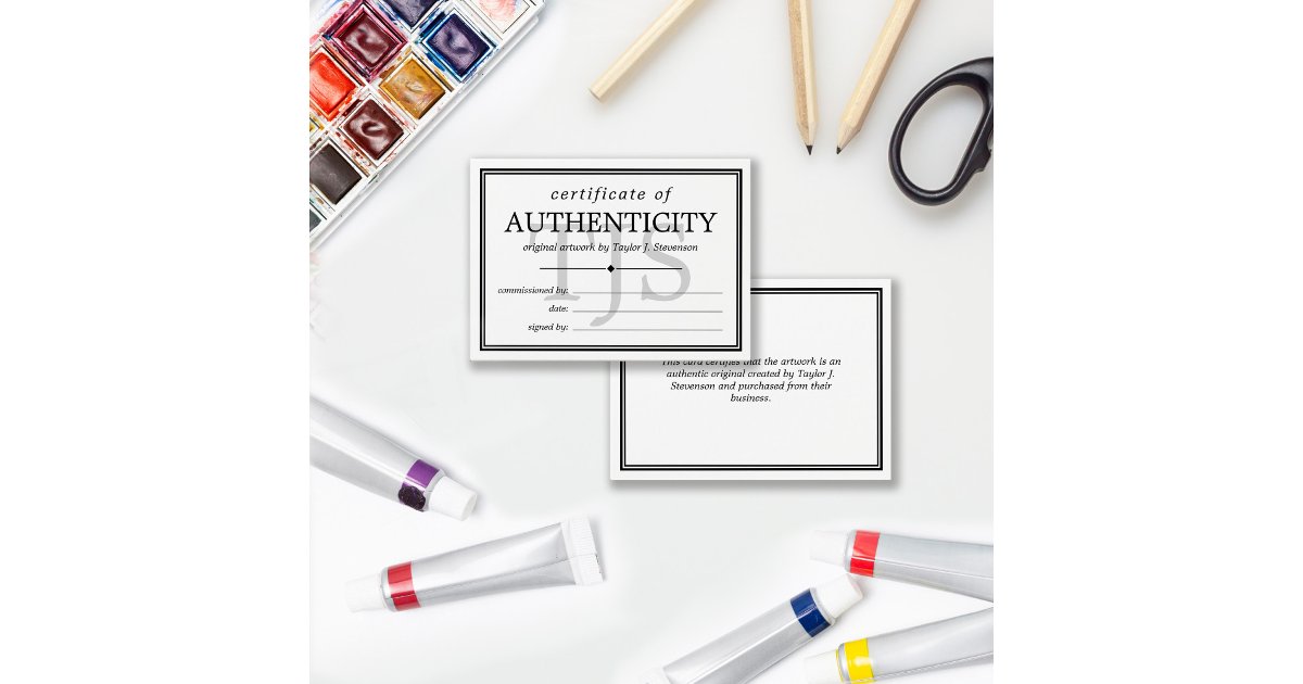 Monogram Mini Certificate of Authenticity | Zazzle