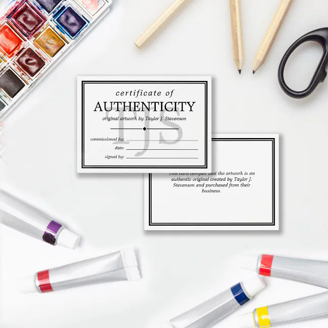 Monogram Mini Certificate of Authenticity | Zazzle