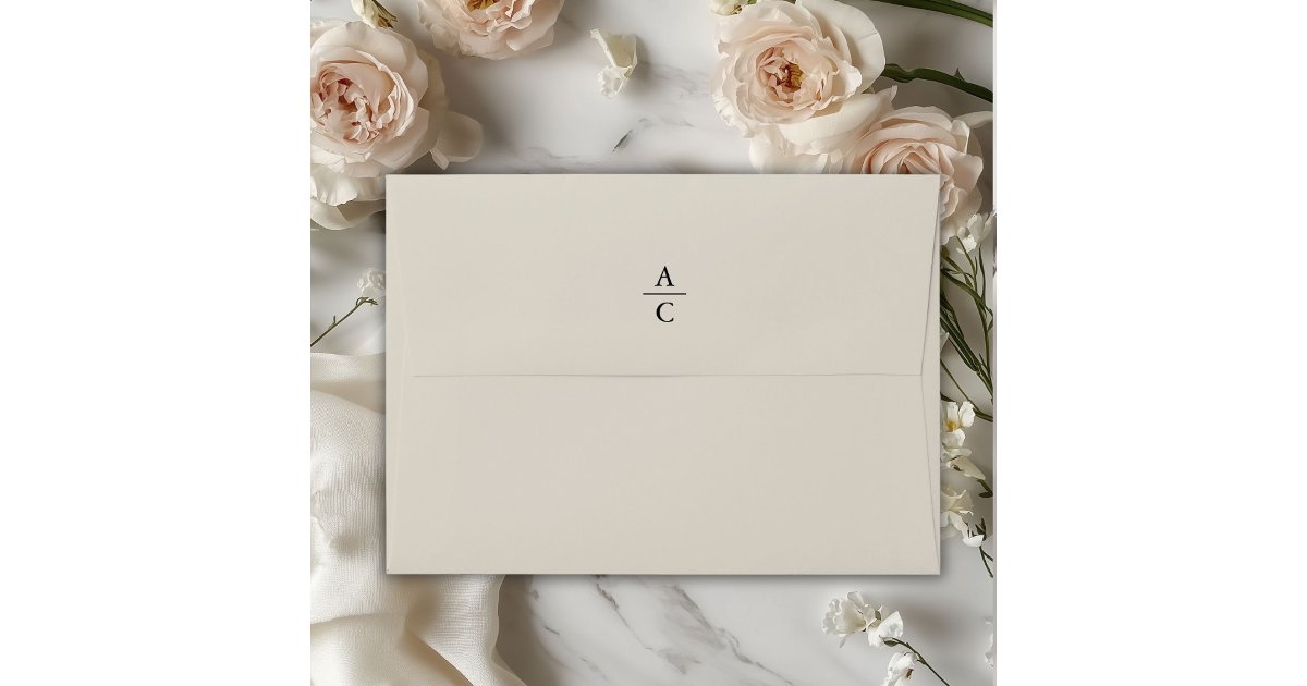 Monogram Minimal Elegant Taupe Envelope | Zazzle