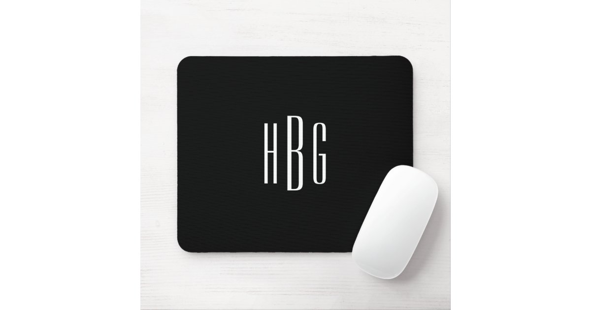 Monogram Minimalist Black White Initial Mouse Pad | Zazzle