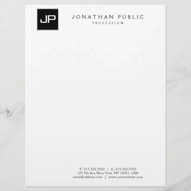 Monogram Minimalist Template Modern Trendy Classy Letterhead | Zazzle