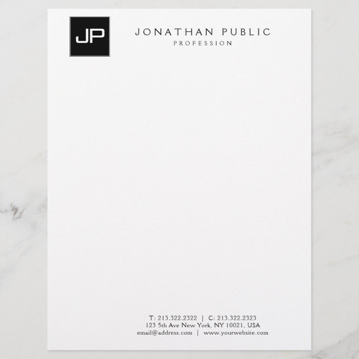 Monogram Minimalist Template Modern Trendy Classy Letterhead | Zazzle