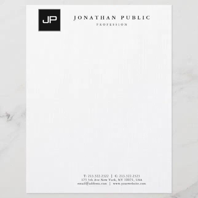 Monogram Minimalistic Template Elegant Linen Letterhead | Zazzle