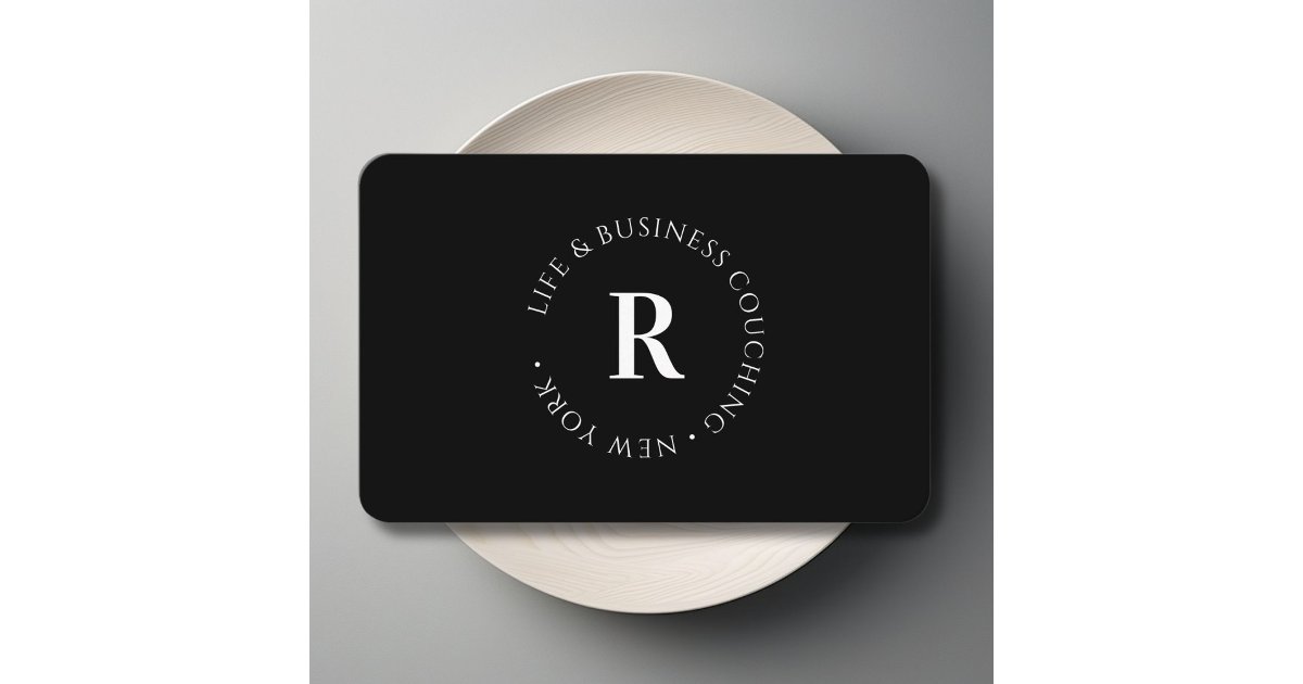 Monogram, Minimum Black Business Card | Zazzle