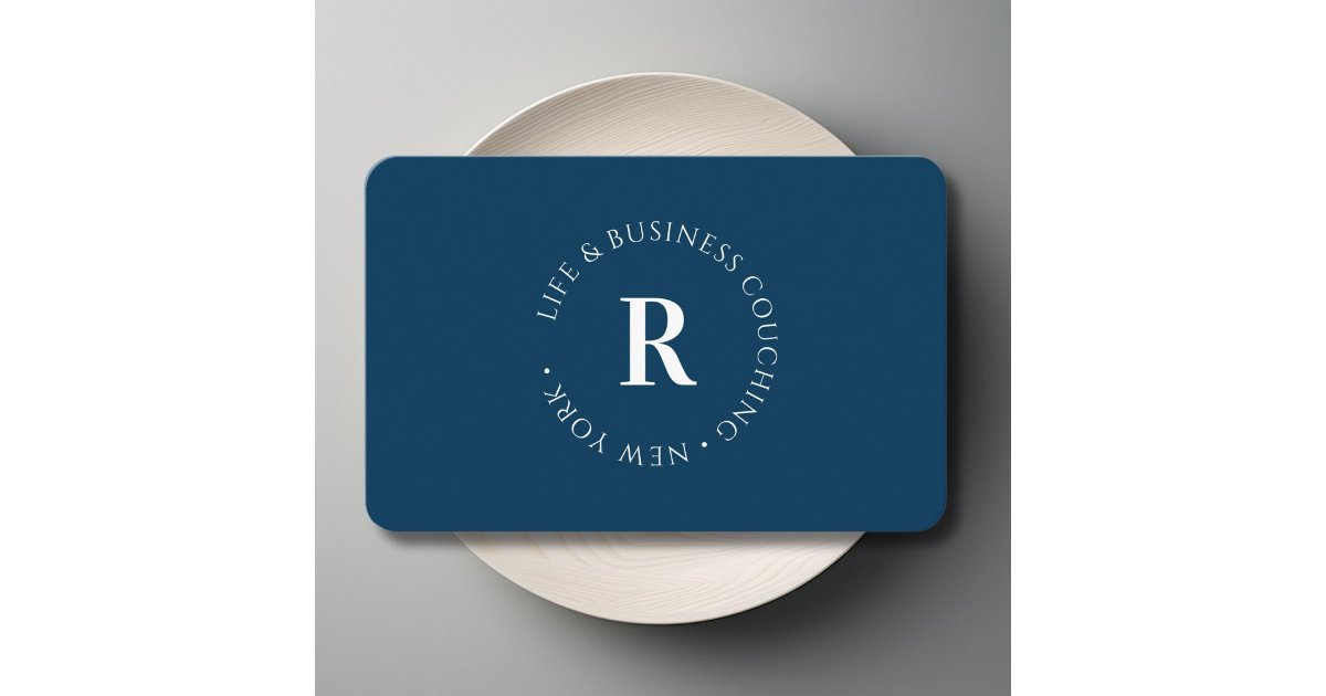 Monogram, Minimum Blue Business Card | Zazzle