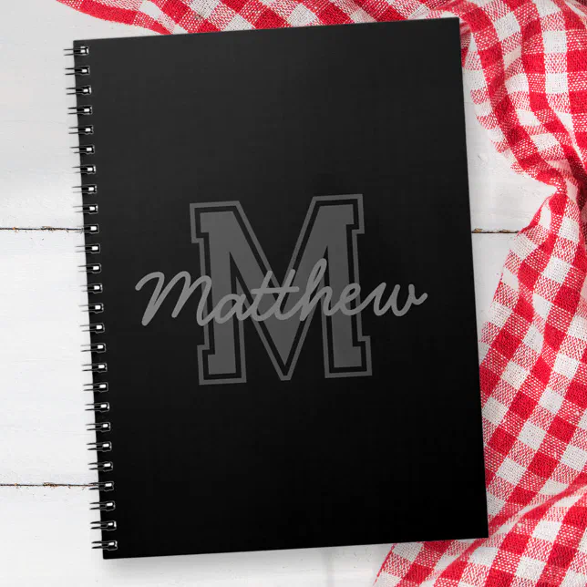Monogram Modern Boy Preppy Back-To-School Homework Notebook | Zazzle