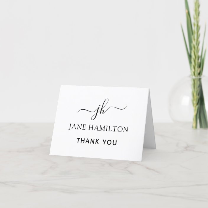 Monogram Modern Business Thank You Card | Zazzle