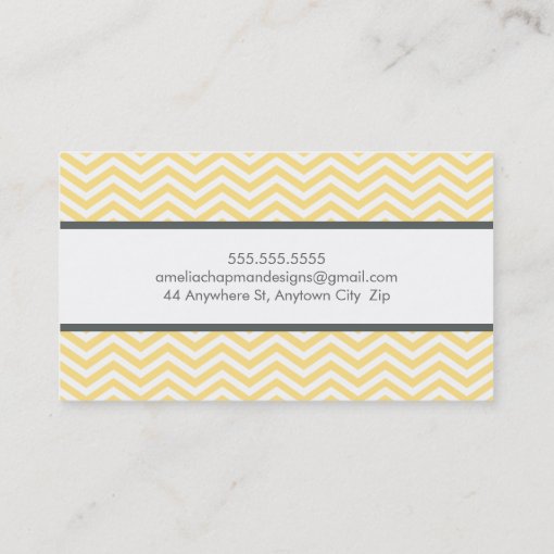 MONOGRAM modern chevron pattern pale yellow grey Business Card | Zazzle