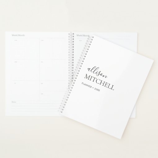 Monogram Modern Chic Script Calligraphy Planner | Zazzle