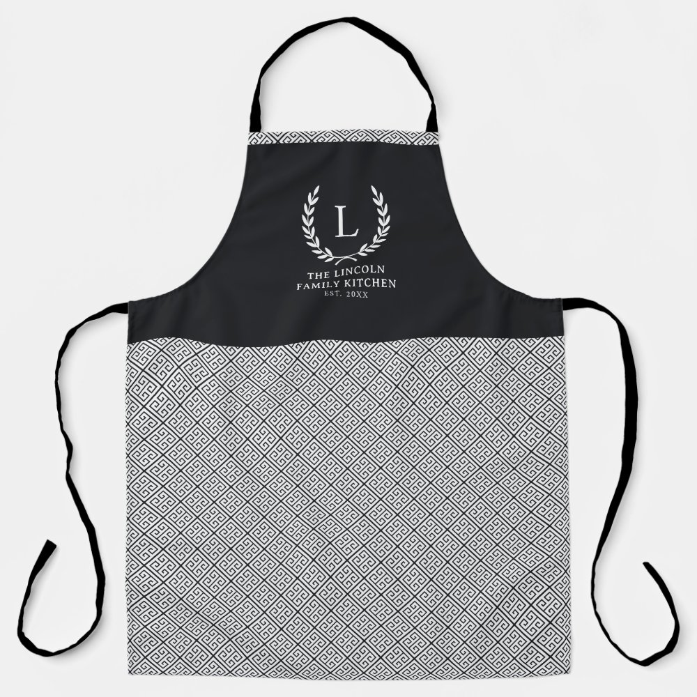 Monogram Modern Chic Stylish Greek Key Pattern Apron - Snuggle Hamster ...