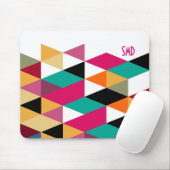 Monogram Modern Colorful Geometric Pattern Mouse Pad | Zazzle