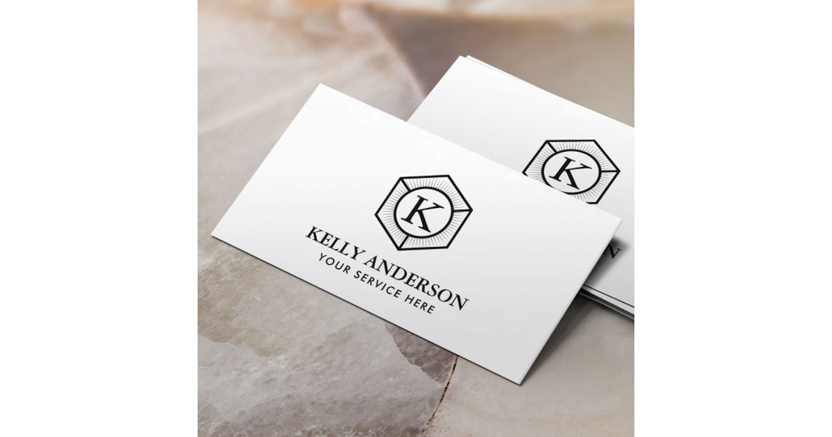 Monogram Modern Hexagon Logo Minimalist Business Card | Zazzle