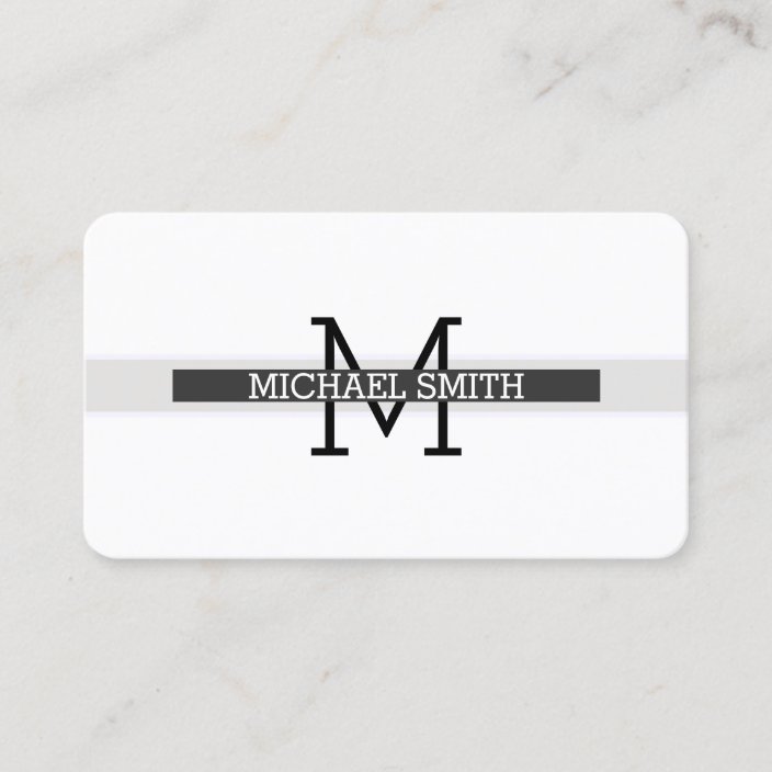 Monogram Modern Jet Horizontal Line Business Card | Zazzle.com