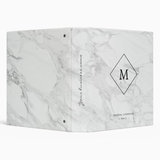 Monogram modern marble binder | Zazzle
