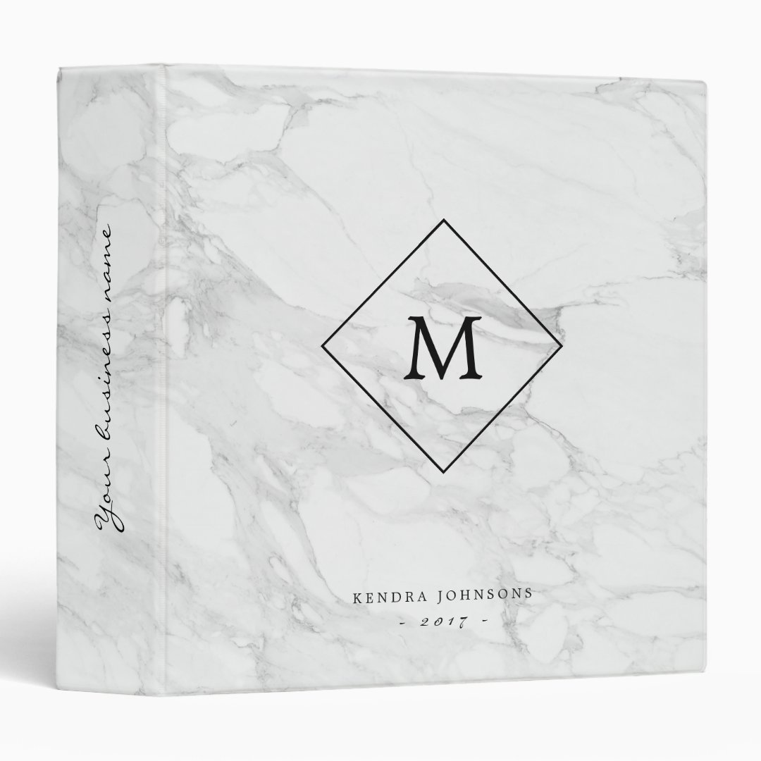 Monogram modern marble binder | Zazzle