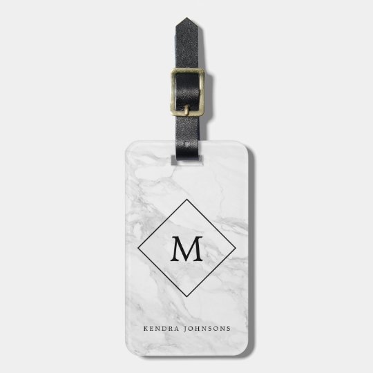 Monogram modern marble luggage tag | Zazzle.com