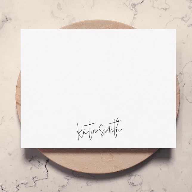 Monogram Modern Minimal Handwritten Script Note Card | Zazzle