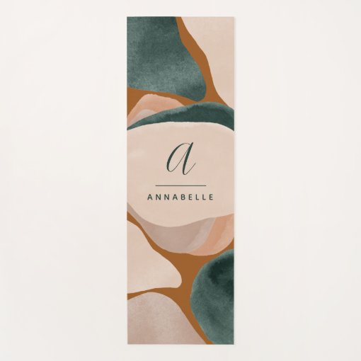 Monogram modern rust green abstract stylish chic y yoga mat | Zazzle