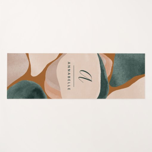 Monogram modern rust green abstract stylish chic y yoga mat | Zazzle