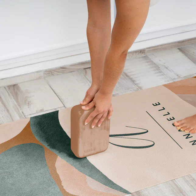 Monogram modern rust green abstract stylish chic y yoga mat | Zazzle