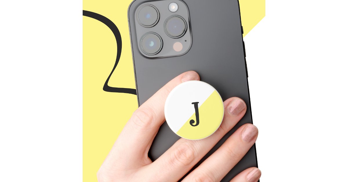 Monogram Modern Yellow Custom PopSocket | Zazzle