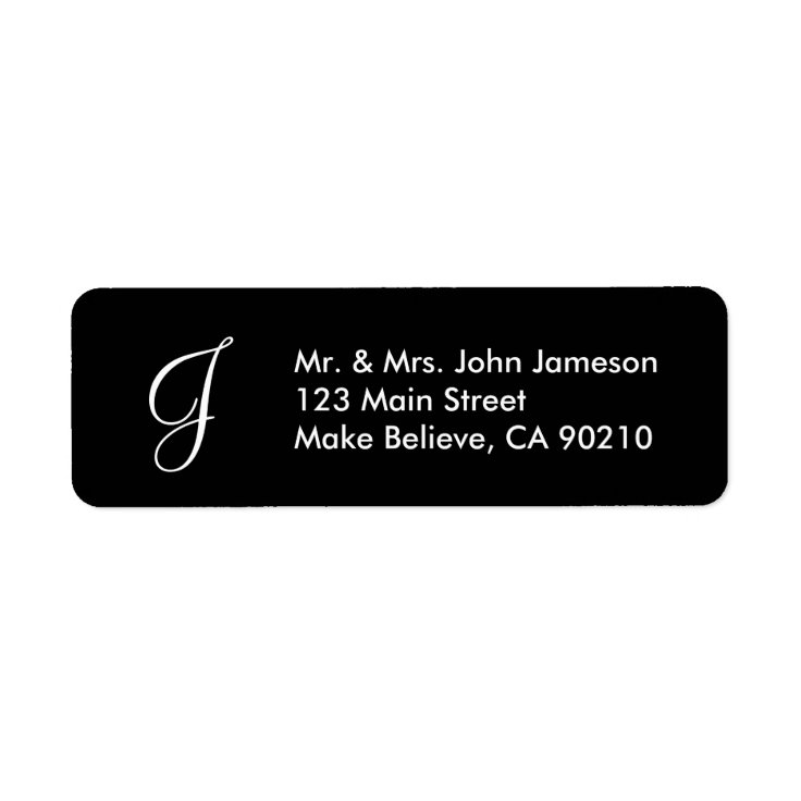 Monogram Mr & Mrs - Black Address Label Template | Zazzle