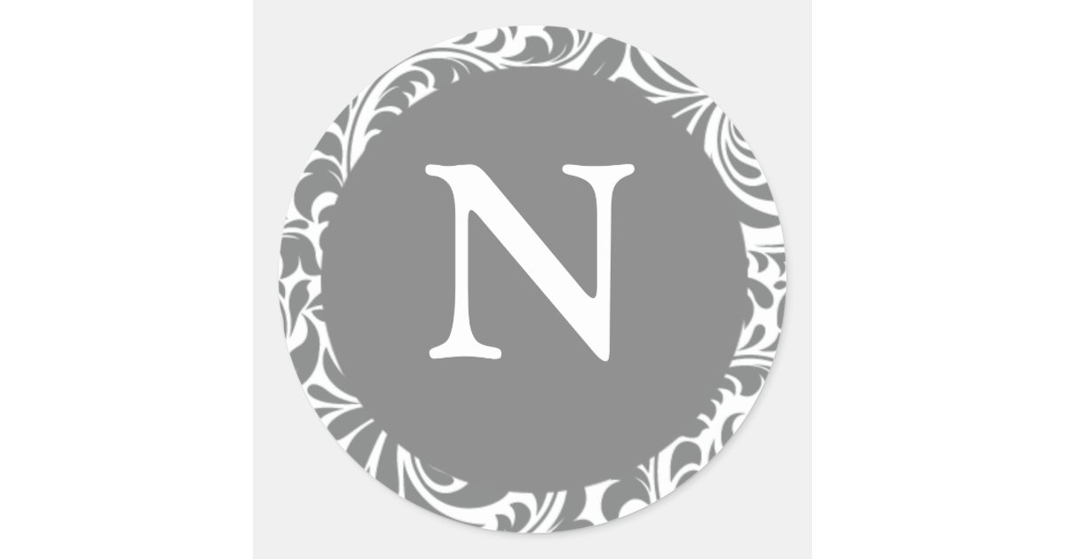 Monogram N Gray Grey Custom Wedding Monograms Seal | Zazzle