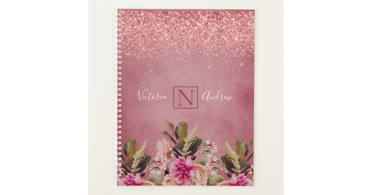 Monogram Name Elegant Floral Rustic Wedding Planner | Zazzle