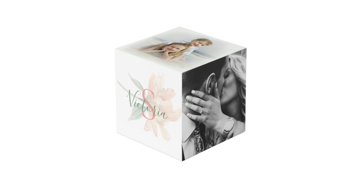 Monogram Name Personalized Photo Cube | Zazzle