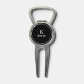 Monogram name personalized simple black divot tool | Zazzle