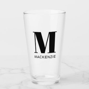 Monogram Name Simple Beer Glass | Zazzle